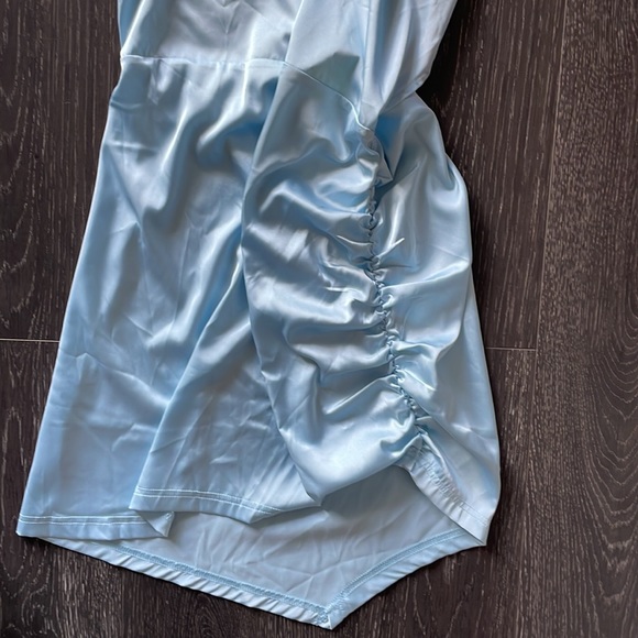 Cider | Dresses | Cider Solid Cowl Neck Ruched Mini Dress Large | Poshmark